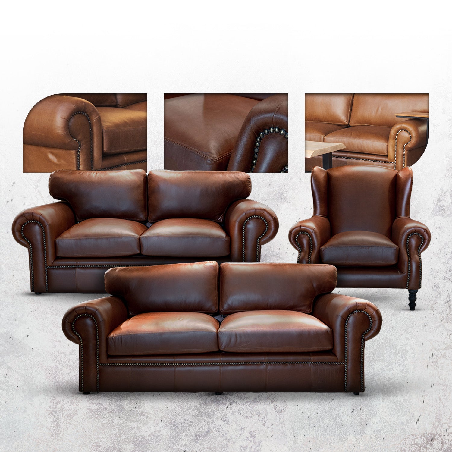 Namib Leather Wingback & Sofa Combo – Ouhout